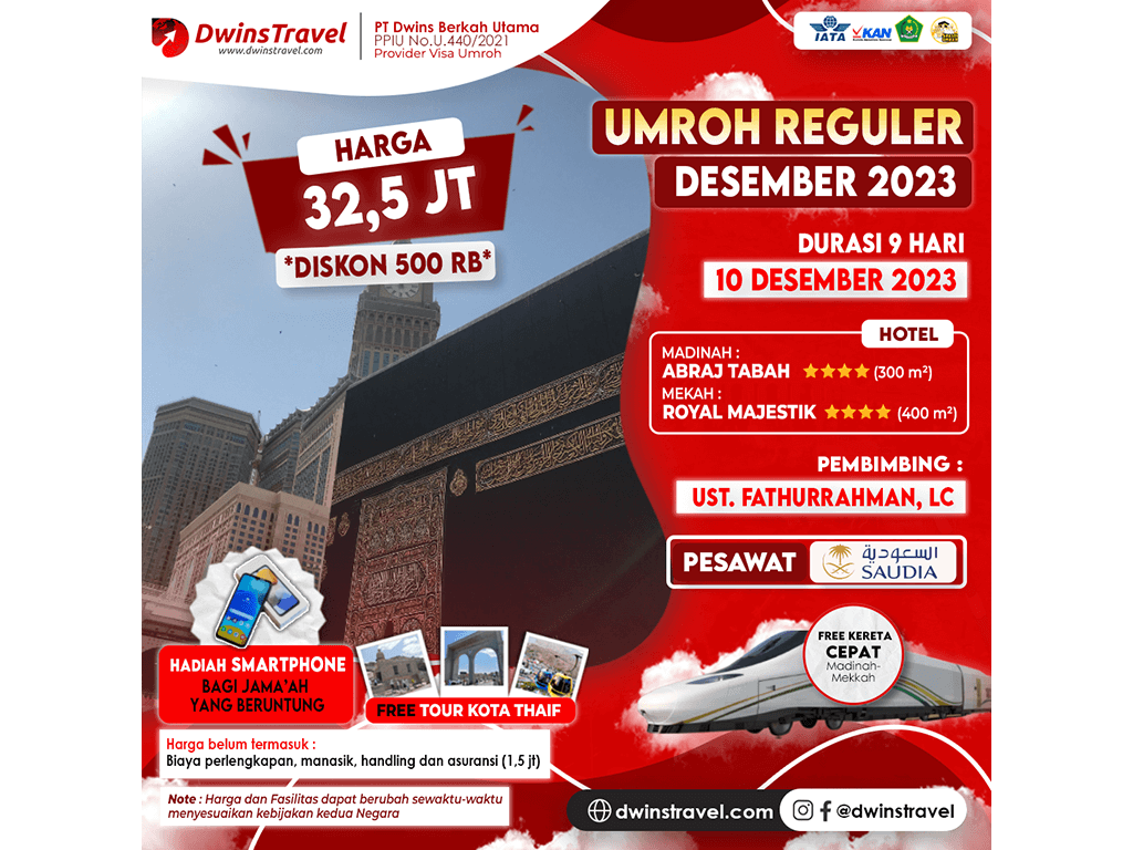 PAKET UMROH REGULER 10 DESEMBER 2023